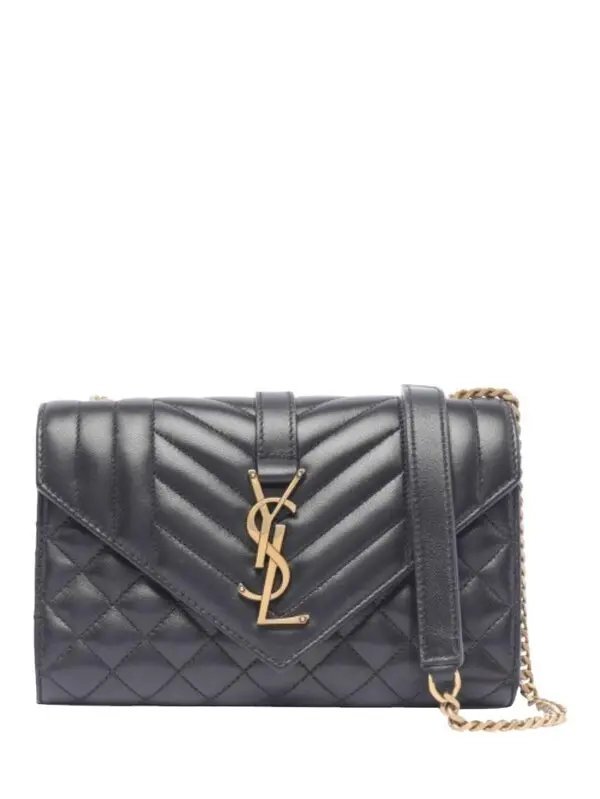 Saint Laurent Envelope Logo Plaque Medium Shoulder Bag - Black