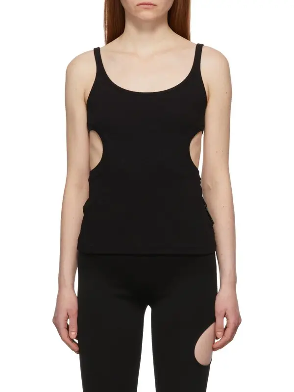 Off-White Logo Cutout Ribbed Tank - Black