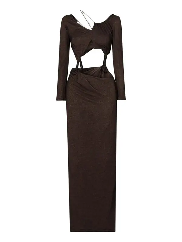 Christopher Esber Asymmetrical Cutout Maxi Dress - Chocolate-colored