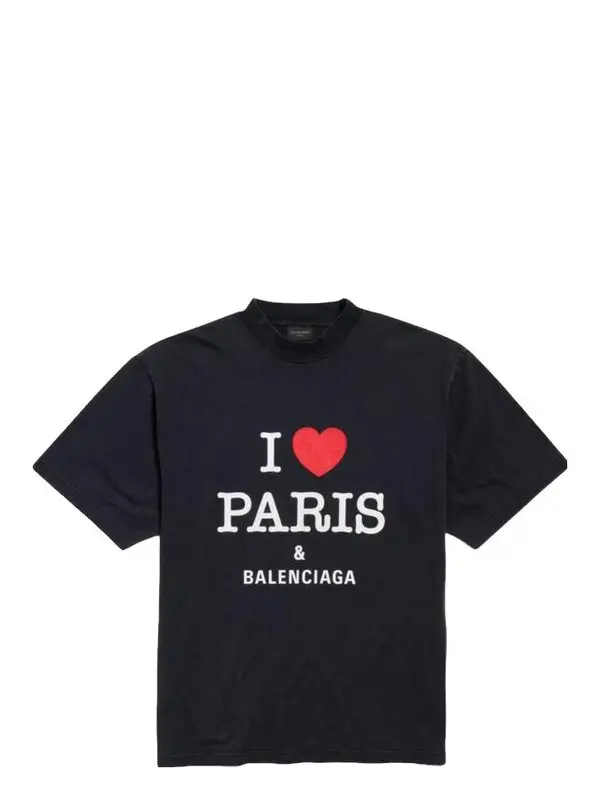 Balenciaga I Love Paris Printed T-shirt - Black