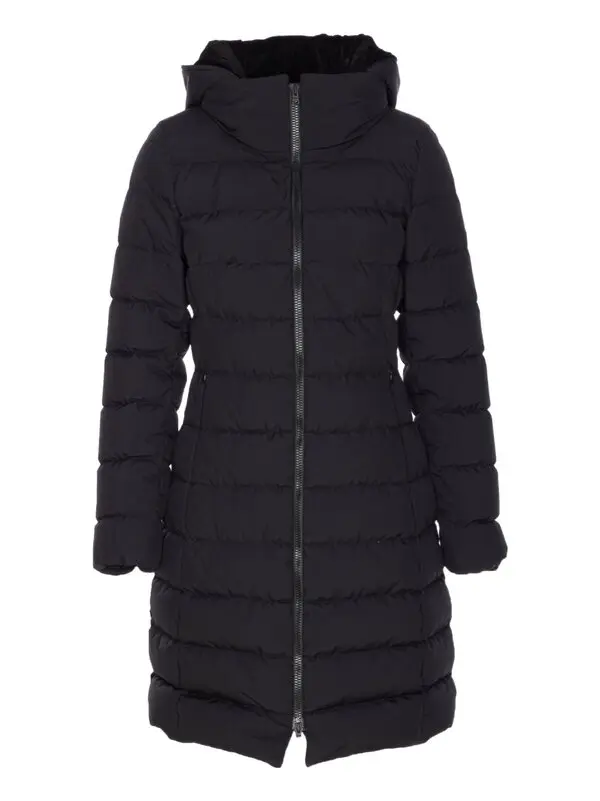 Herno Zip-up Padded Coat With Hood - Black