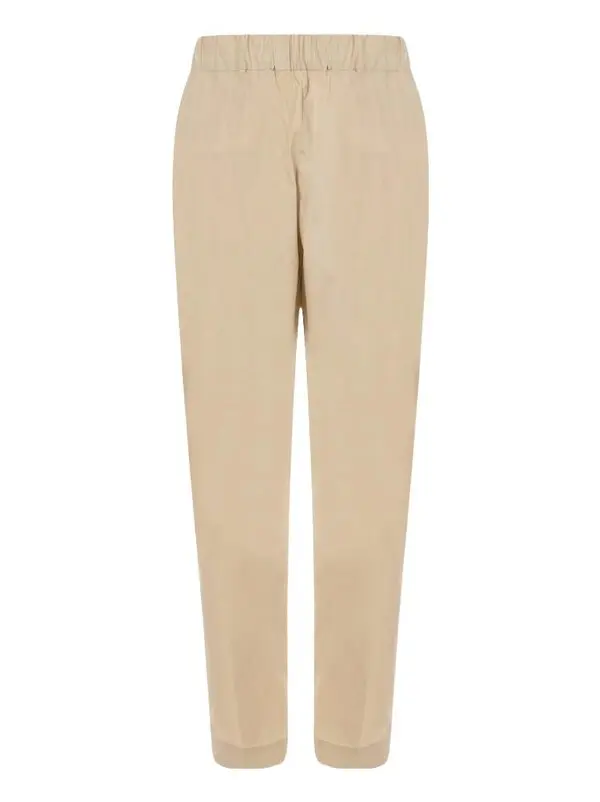 LANEUS Elasticated Waist Trousers With Logo Detail - Nude