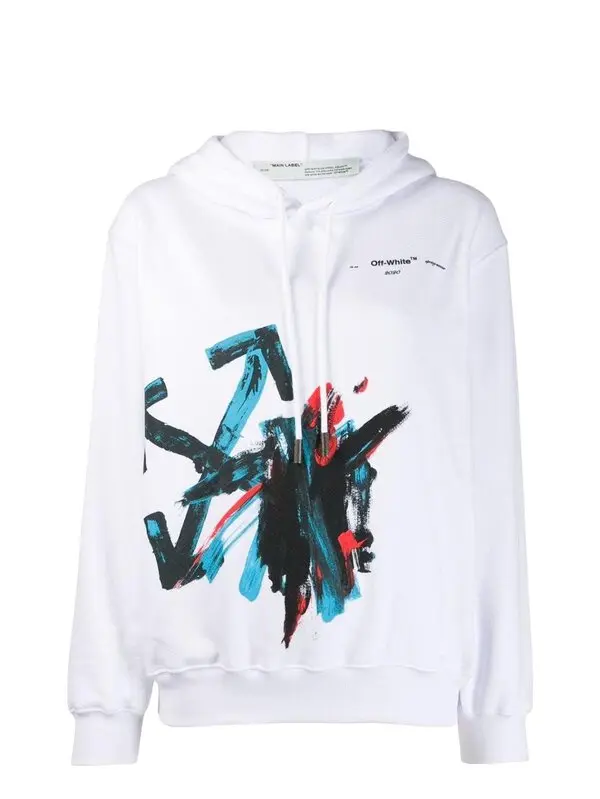 Off-White Brush Arrow Oversized Hoodie - White