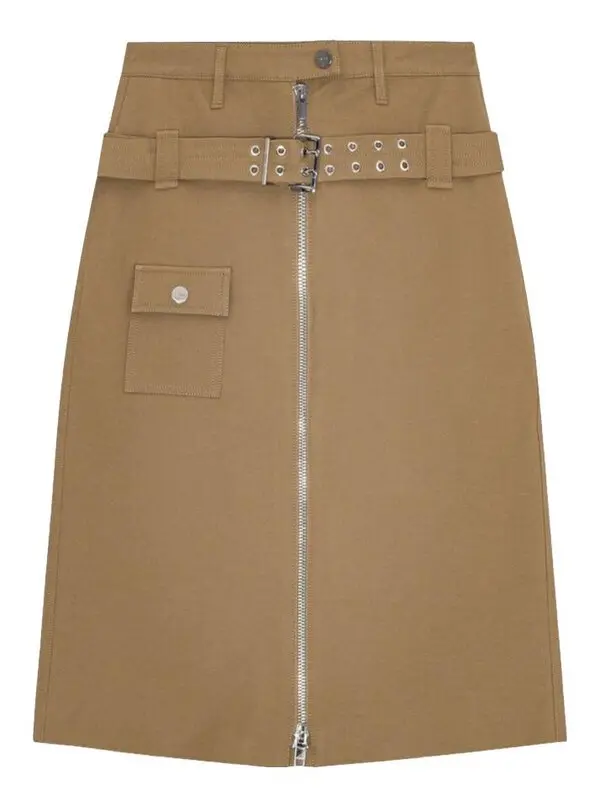 GANNI Belted Midi Skirt - Camel