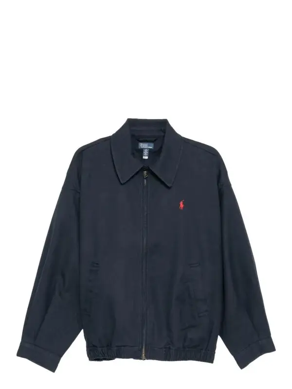 Polo Ralph Lauren Twill Bomber Jacket With Logo Detail - Navy Blue