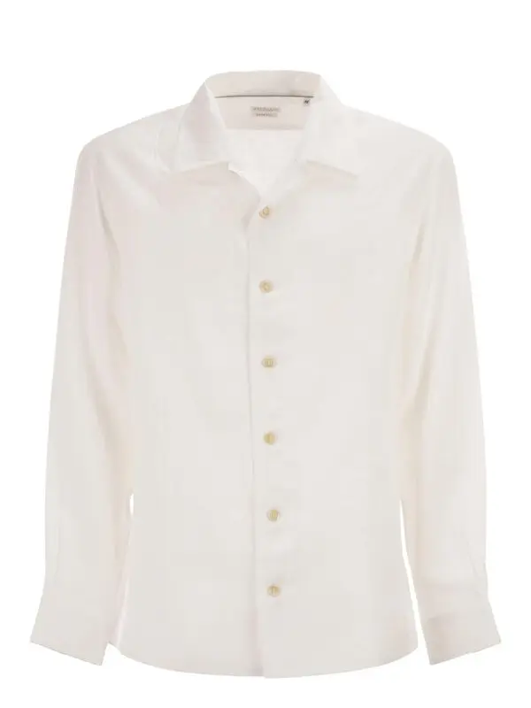 Brunello Cucinelli Crête Detailed Easy Fit Shirt - White