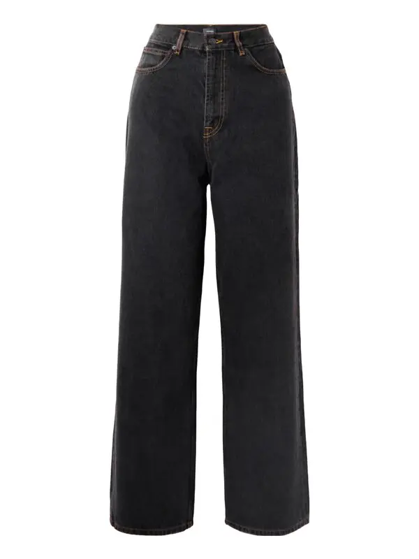 Wardrobe.NYC Logo-patch Cotton Wide-leg Jeans - Black