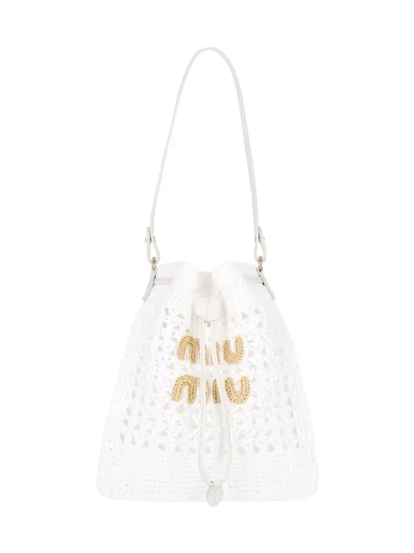 Miu Miu Woven Mini Bucket Bag - White