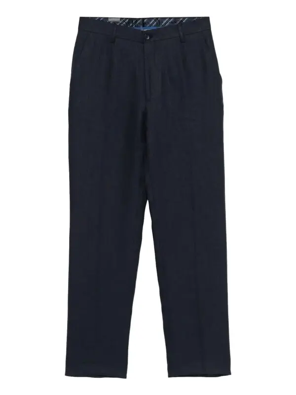 Etro Linen Tapered-leg Trousers - Midnight Blue