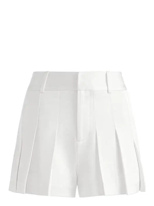 ALICEOLIVIA Alice + Olivia Belted Pleated Shorts - White