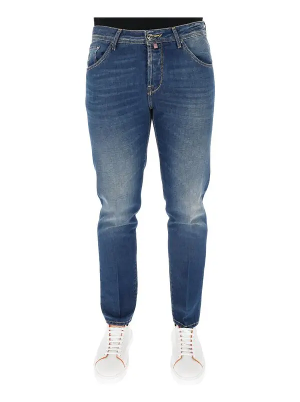 Jacob Cohen Slim-cut Jeans With Logo Patch - Blue