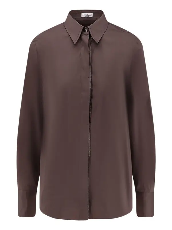 Brunello Cucinelli Long Sleeve Collared Shirt - Brown