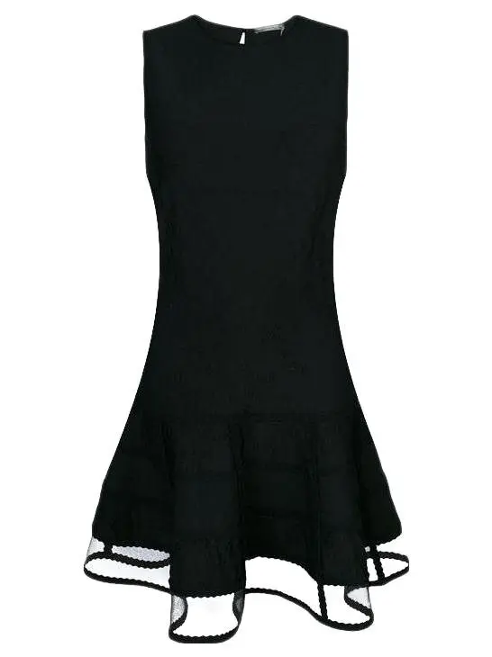 Alexander McQueen Sleeveless Knit Dress With Sheer Hem - Black