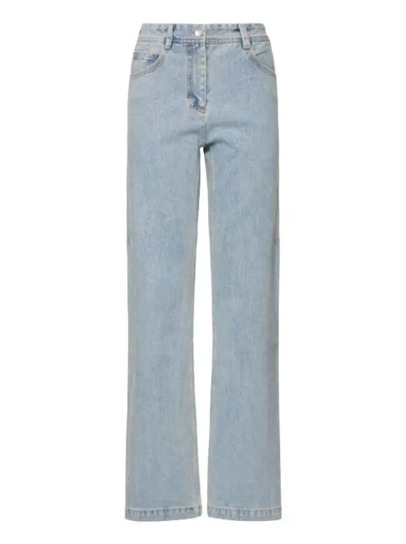 LOW CLASSIC Straight Fit Mid Rise Stonewashed Denim Jeans - Light Blue