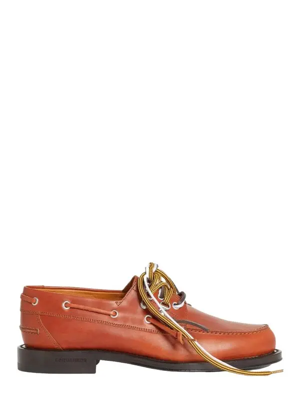 Dsquared2 X Magliano Leather Lace-up Boat Shoes - Brown