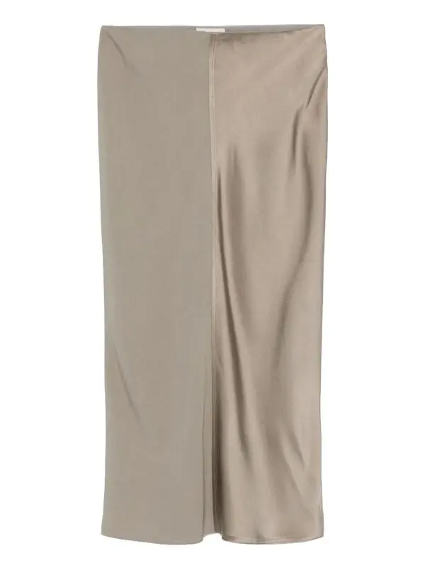 Ami Satin Unlined Midi Skirt - Nude