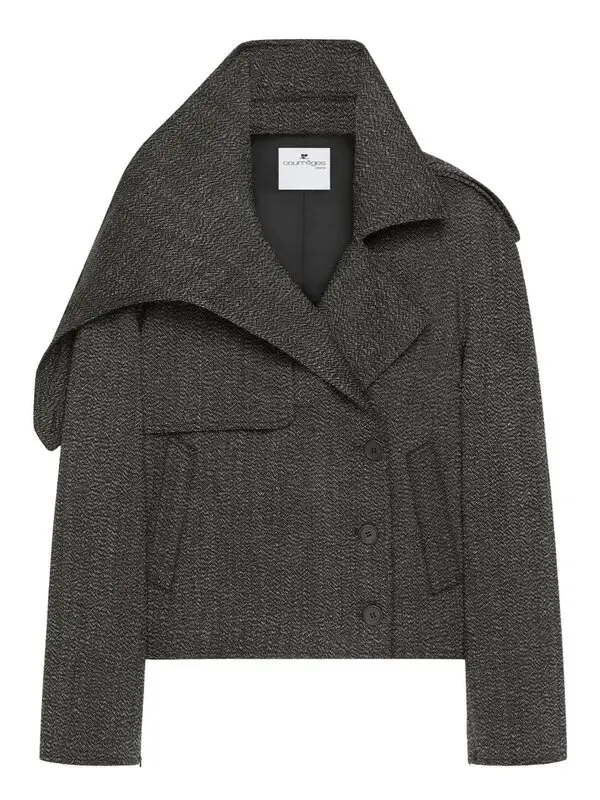 COURREGES Oblique Short Coat - Black/traditional White