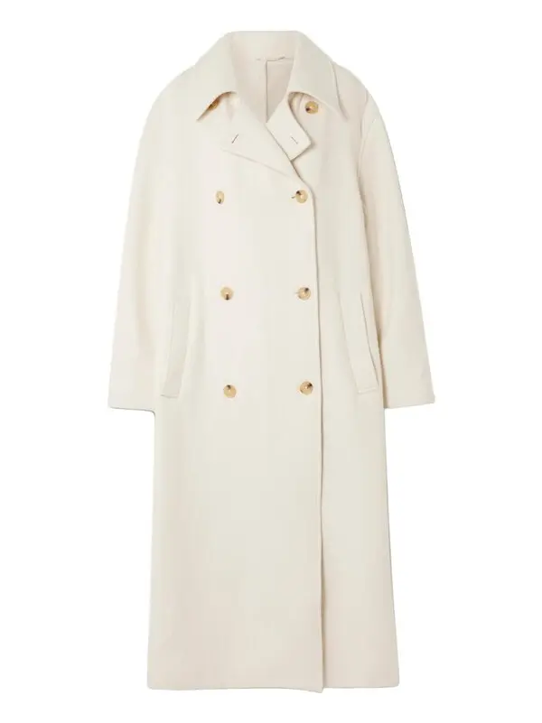 TOTEME Double-breasted Wool Coat - White