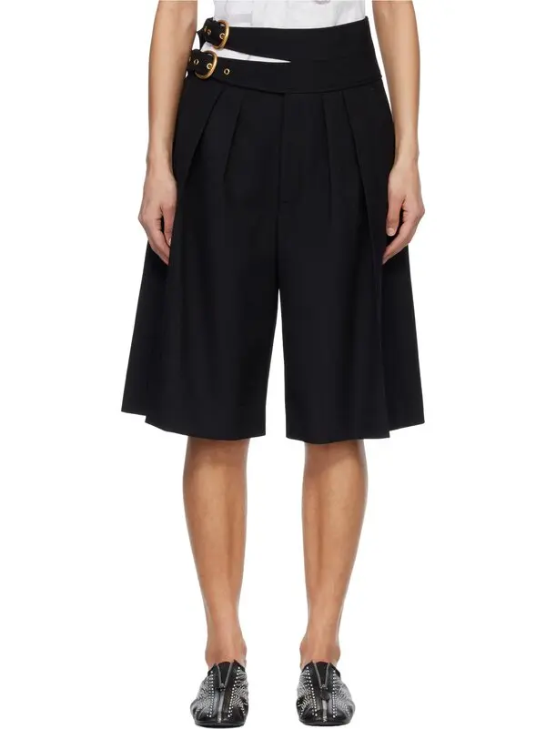 Chloé Double Buckle Knee-length Tailored Shorts - Black