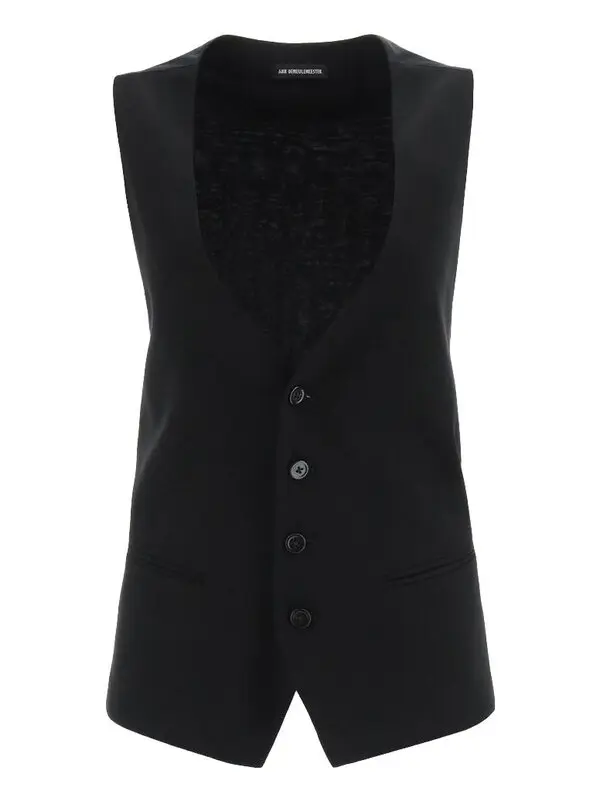 ANN DEMEULEMEESTER Sleeveless V-neck Suit Jacket - Black