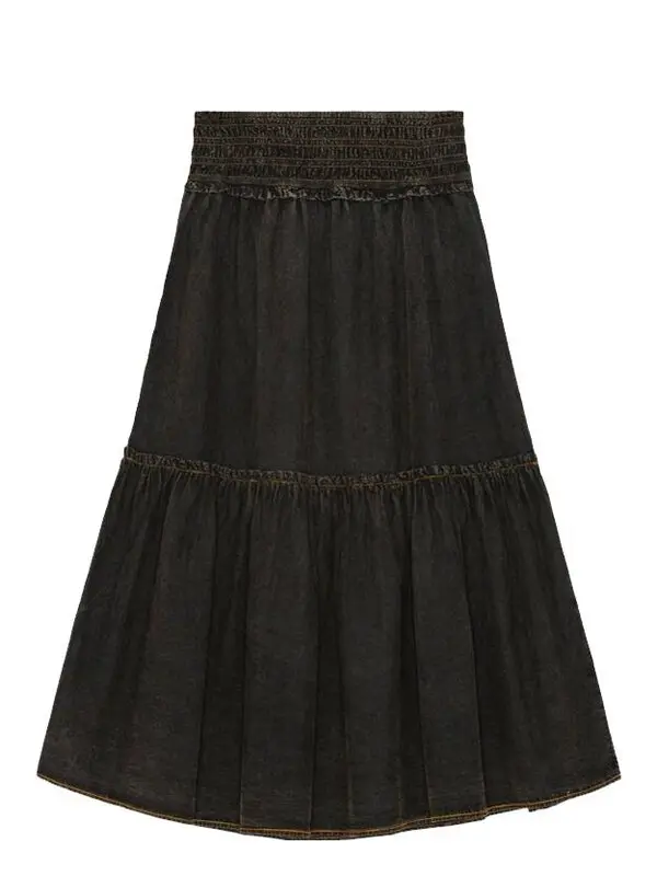 GANNI Washed Smock Skirt - Black