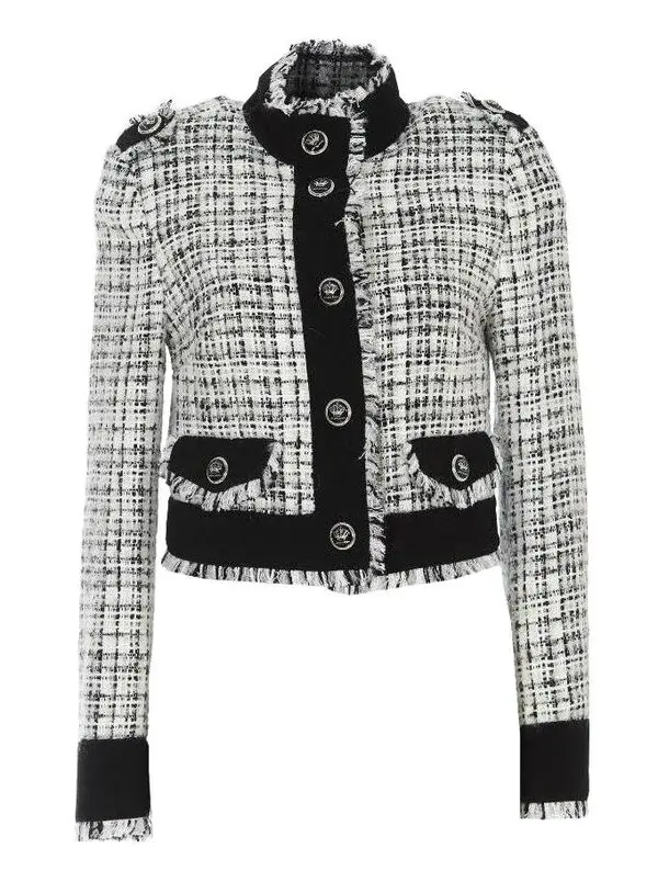 Dolce & Gabbana Cropped Tweed Jacket - Gray