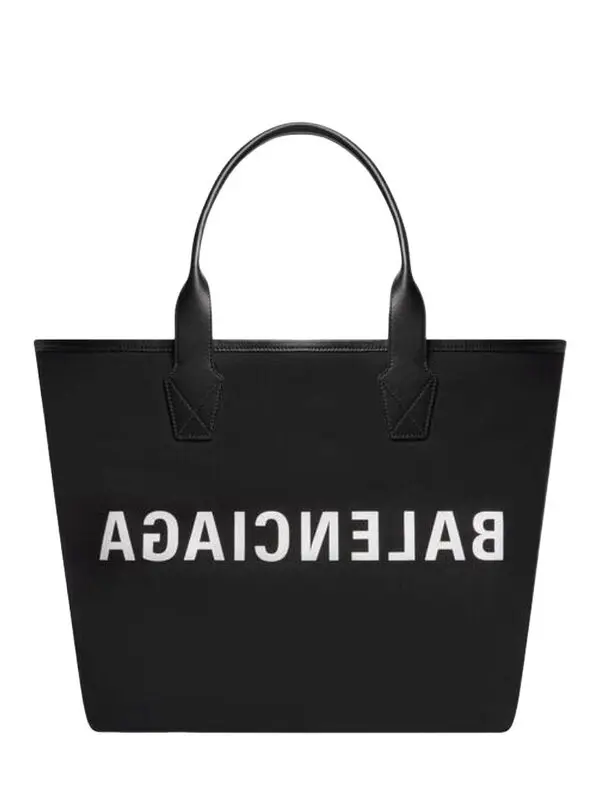 Balenciaga Logo Print Tote Bag - Black/white