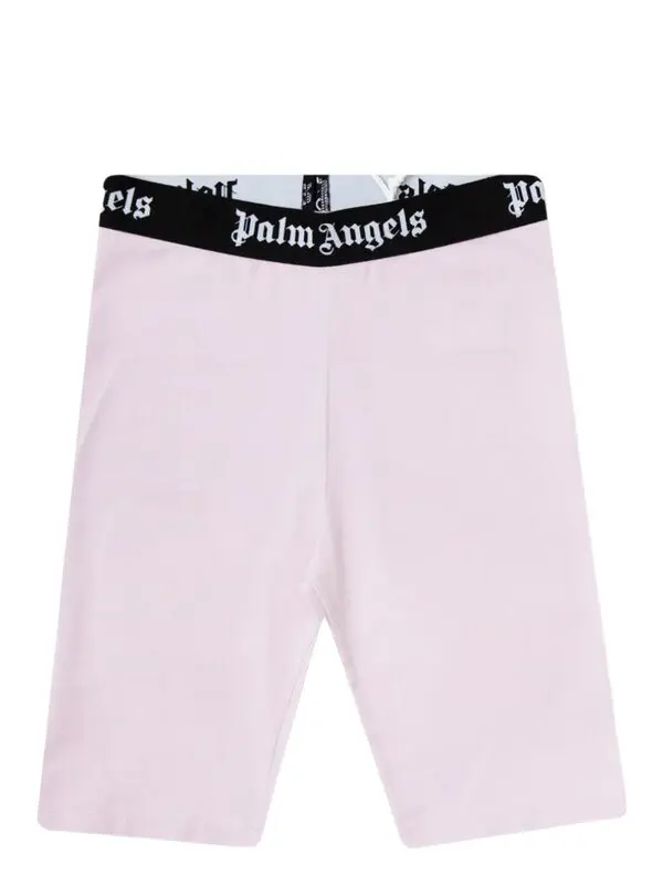 Palm Angels Logo Waistband Biker Shorts - Purple