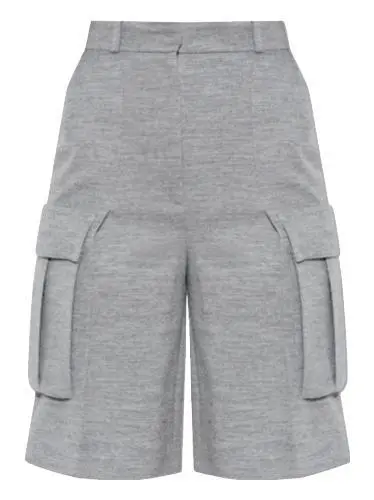 Balmain Wide Leg Cargo Shorts With Flap Pockets - Gray