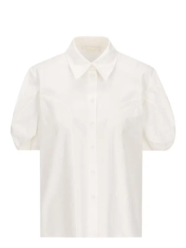 Chloé Embroidered Balloon-sleeved Shirt - White