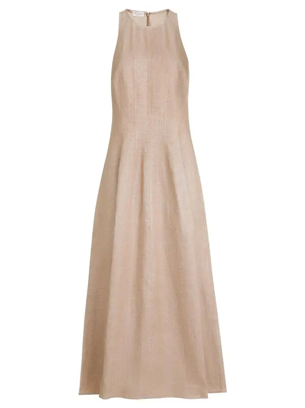 Brunello Cucinelli Crewneck Sleeveless Maxi Dress - Nude
