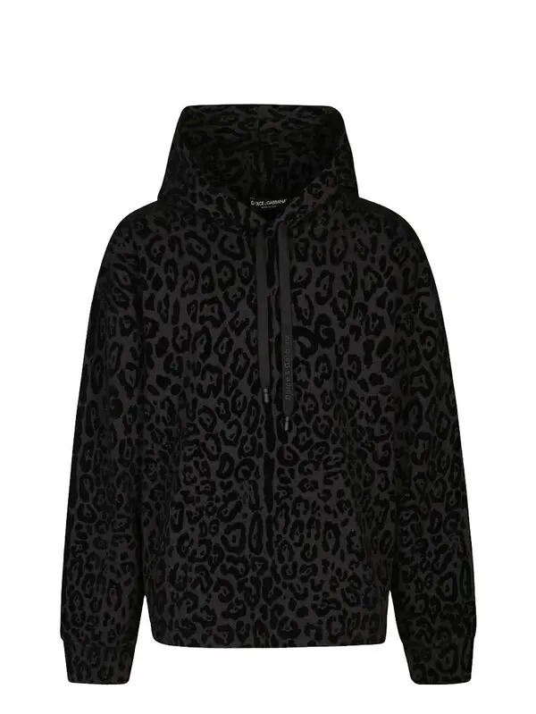 Dolce & Gabbana Animal Print Hooded Sweatshirt - Black