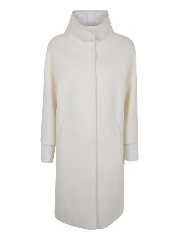 Herno Quilted Long Jacket With High Collar - White