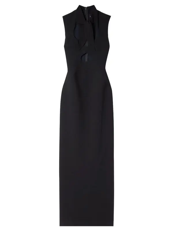 ROKSANDA Tie-neck Cutout Crepe Gown - Black