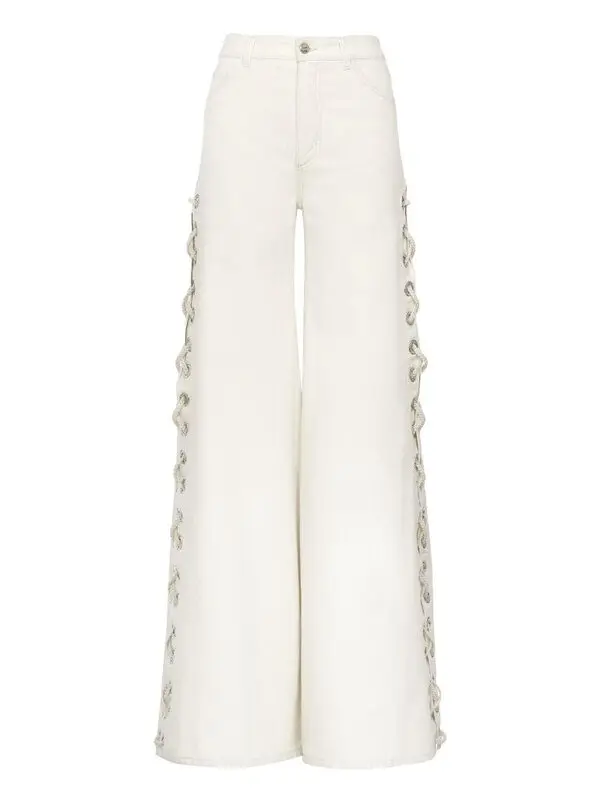 Chloé Wide-leg Lace-up Jeans - White