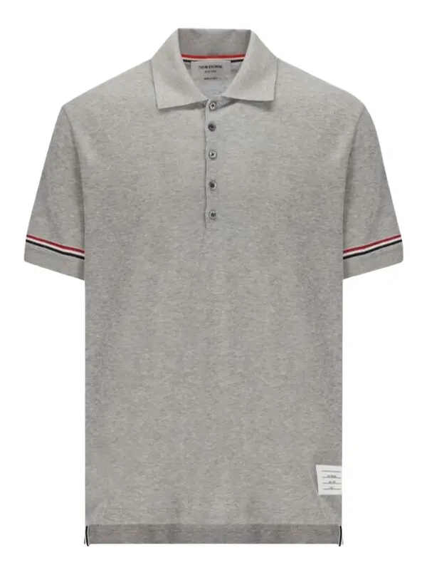 Thom Browne Rwb Striped Short-sleeved Polo Shirt - Medium Gray