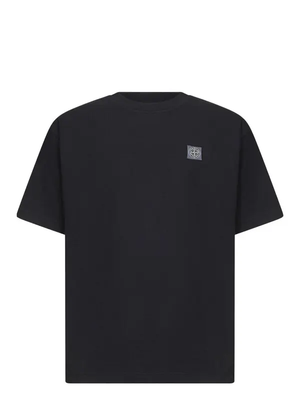 Stone Island Logo Patch Cotton T-shirt - Black