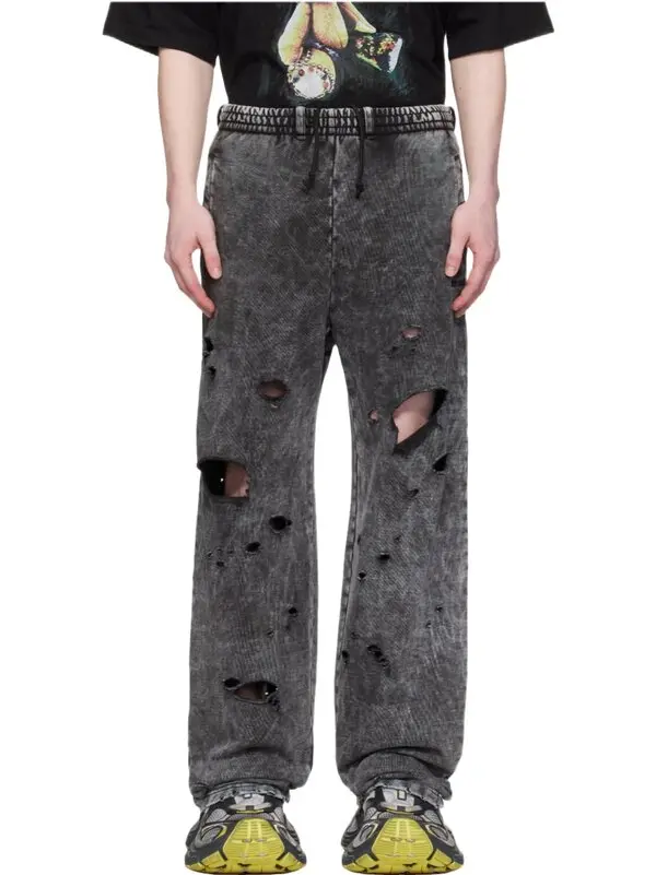 We11Done Destroyed Jersey Sweatpants - Black