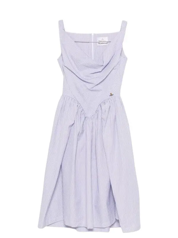 VIVIENNE WESTWOOD Striped Pattern Mini Dress - White And Blue