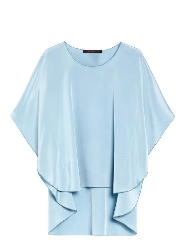 Max Mara Crêpe De Chine Fluid Blouse With Ruffled Sleeves - Cielo