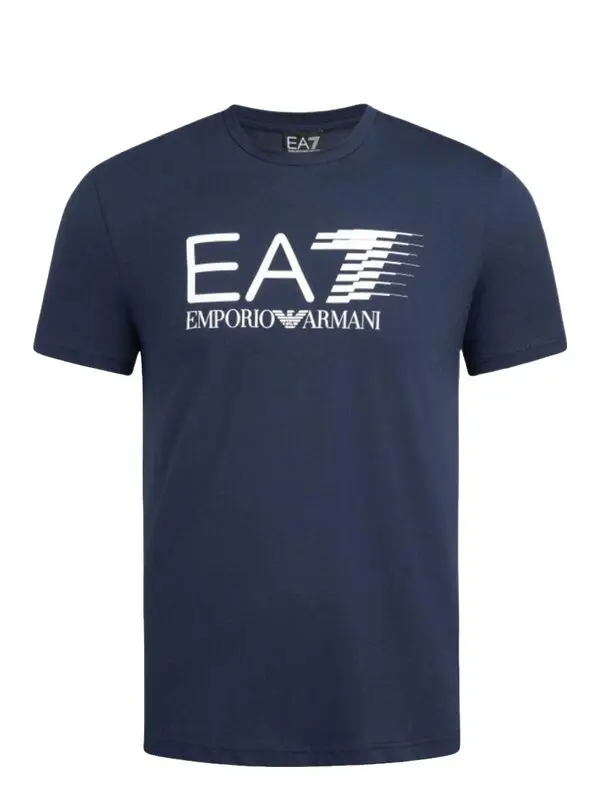 EA7 Logo-print Cotton T-shirt - Blue