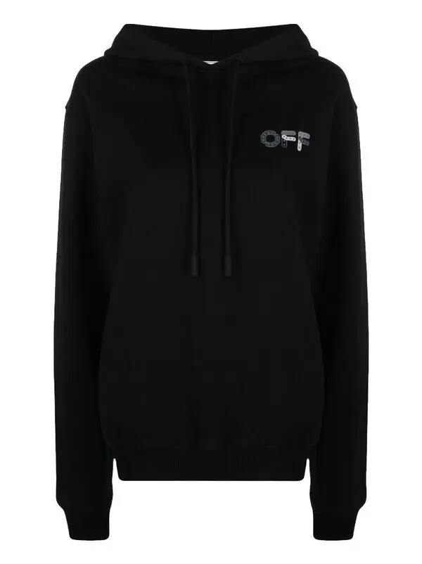 Off-White Arrow Motif Drawstring Hoodie - Black