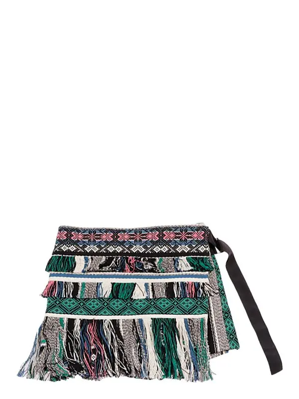 Sacai Asymmetrical Fringed Jacquard Shorts - Multicolor