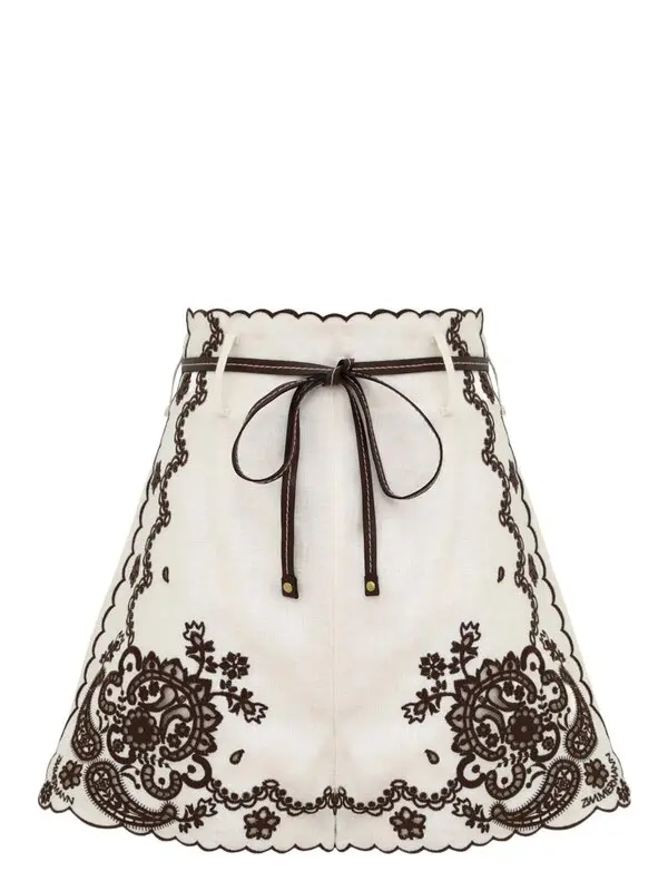 Zimmermann Ascension Belted Shorts - Ivory-chocolate
