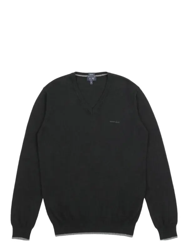 Emporio Armani V-neck Pullover With Contrasting Elbow Patches - Black