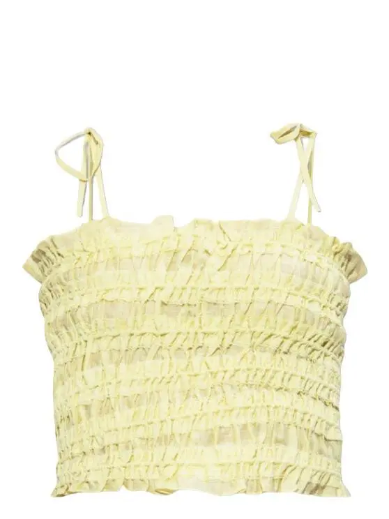 Tory Burch Ruched Tie-strap Top - Yellow