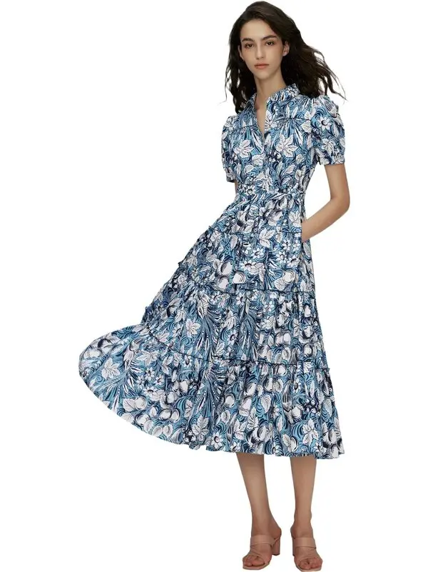 Diane Von Furstenberg Bird Of Paradise Short Sleeve Dress - Blue