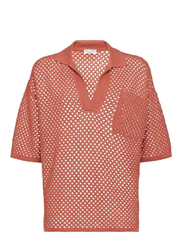 Brunello Cucinelli Open-knit Cotton Top - Red