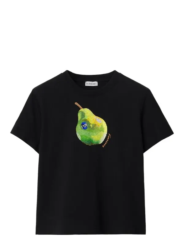 Burberry Crystal Embellished Cotton T-shirt - Black