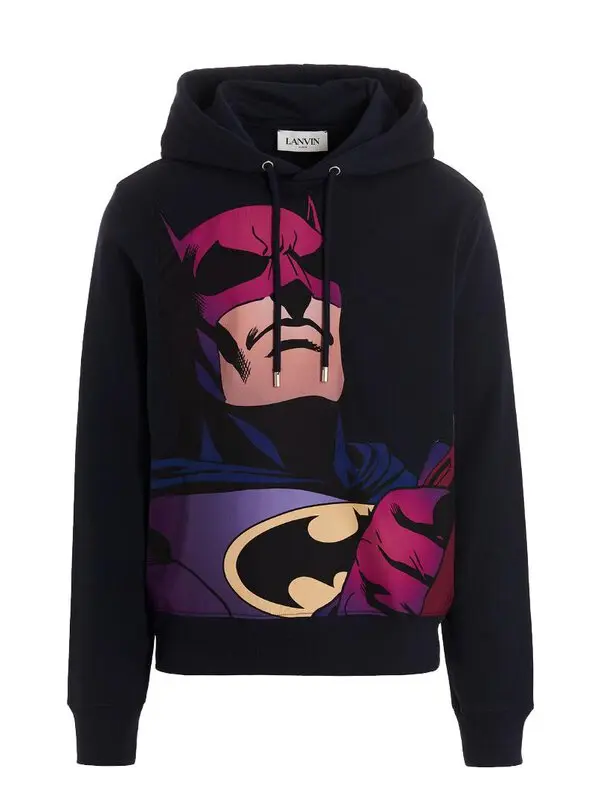 LANVIN Graphic Print Cotton Hoodie - Black
